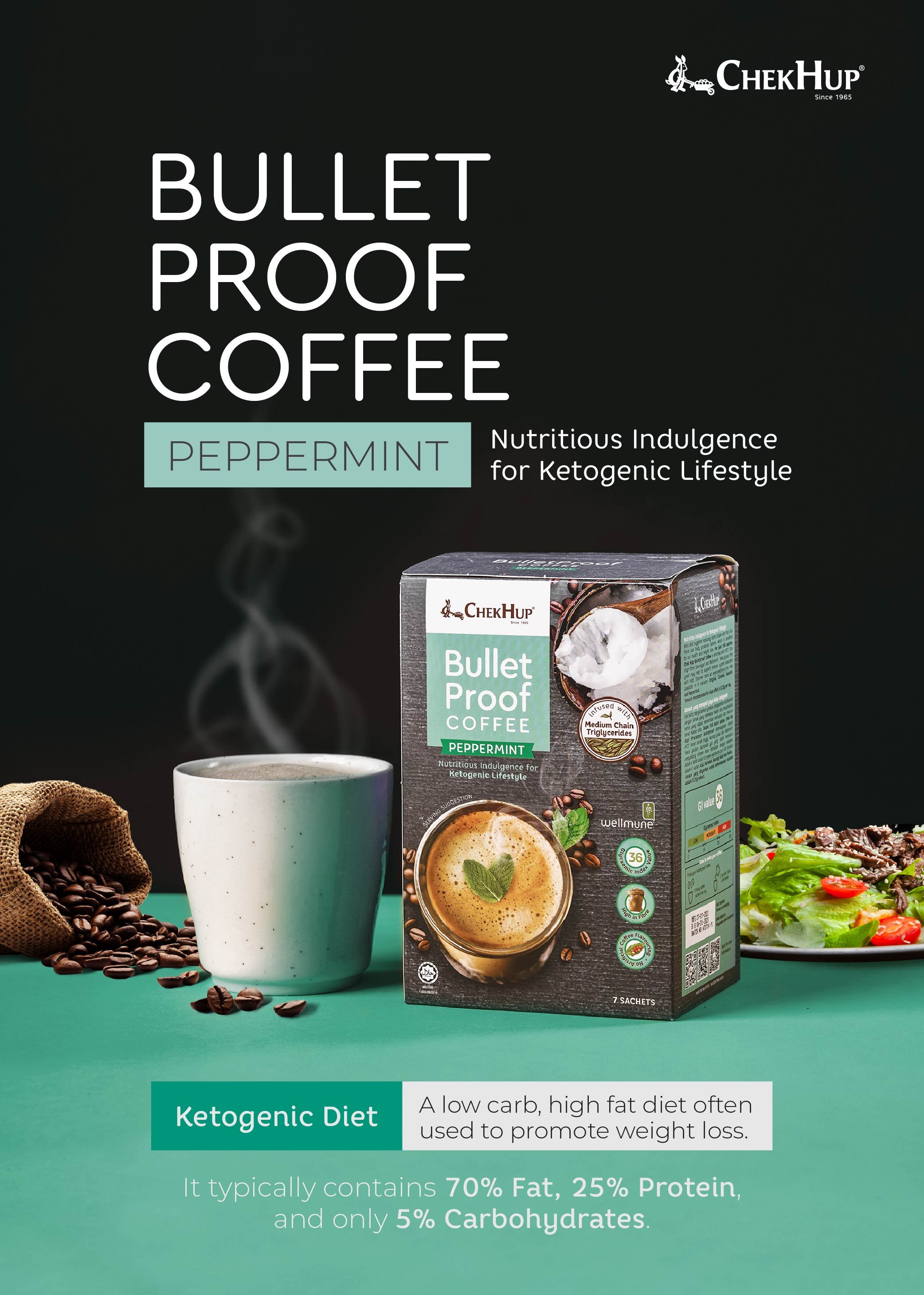 Chek Hup Bulletproof Coffee 25g x 7's - Peppermint | HTM Pharmacy